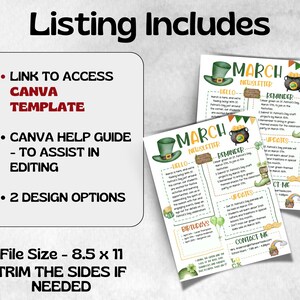 March St. Patricks Day Classroom Newsletter, Daycare Newsletter ...