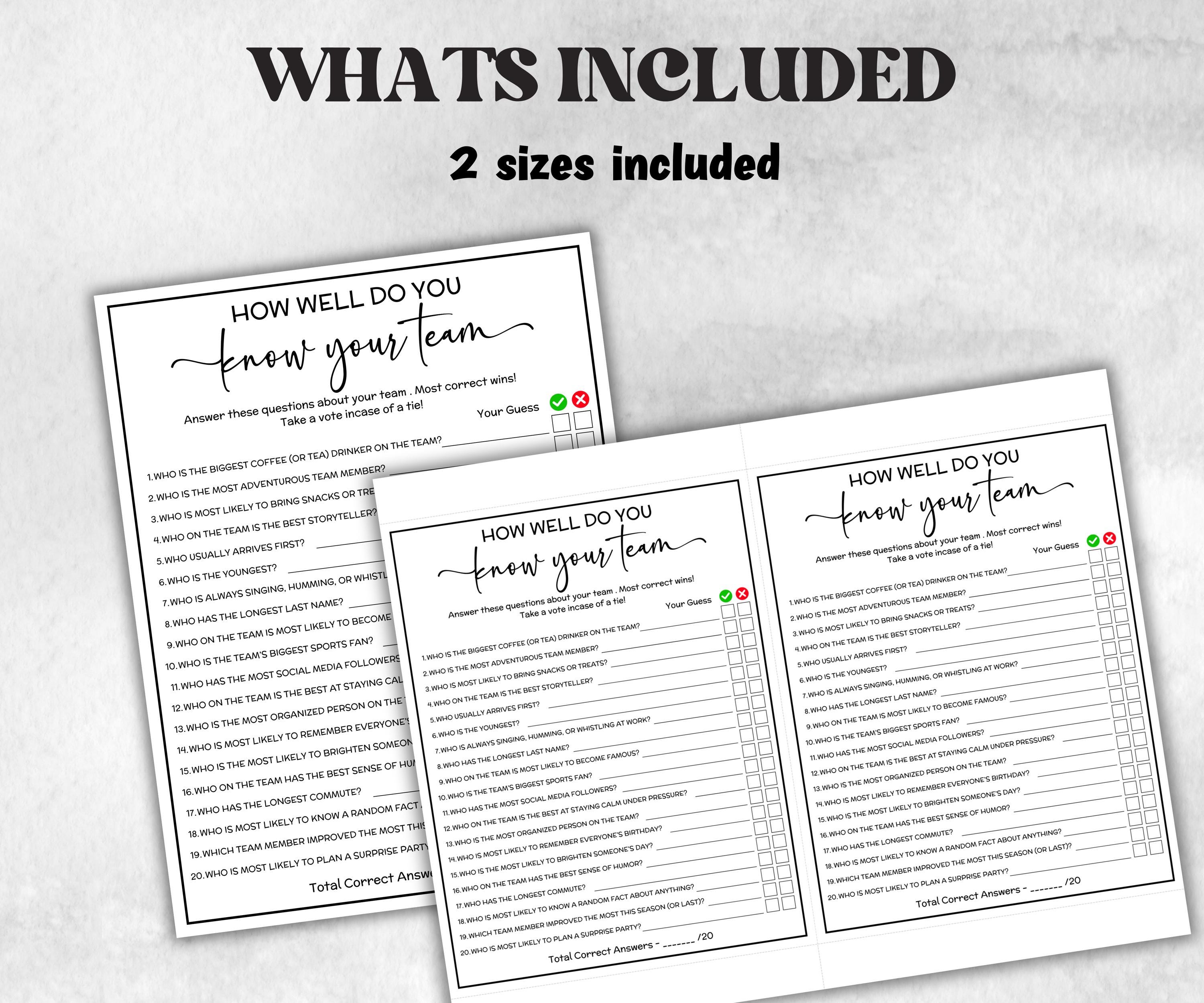 Office Team Building Games, How Well Do You Know Your Team,coworker ...