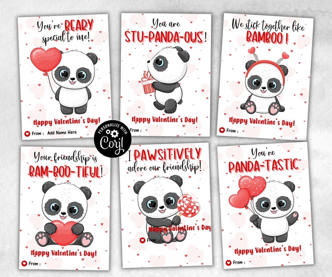 Anniversary Panda Card Panda Valentine Day Card Kids Valentines ...
