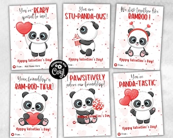 Printable Classroom Valentine | Panda Bear | Valentines Day Card | Kids ...