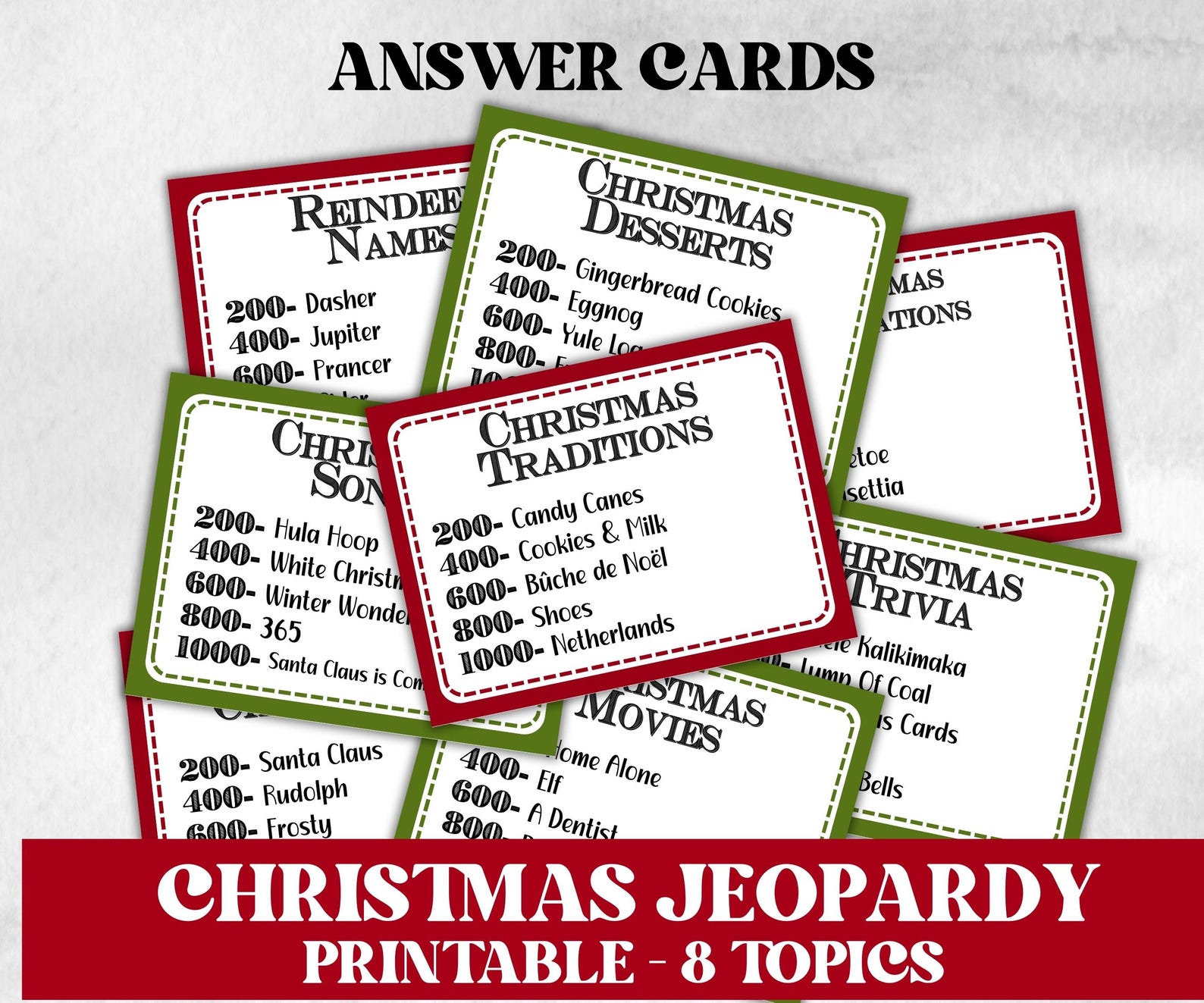 Christmas Jeopardy Game, Printable Holiday Trivia, Family Reunion Fun ...
