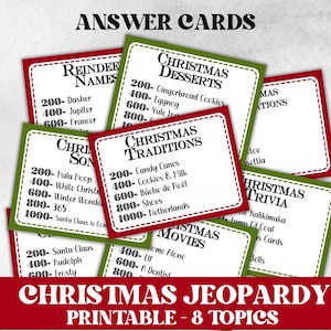 Christmas Jeopardy Game, Printable Holiday Trivia, Family Reunion Fun ...
