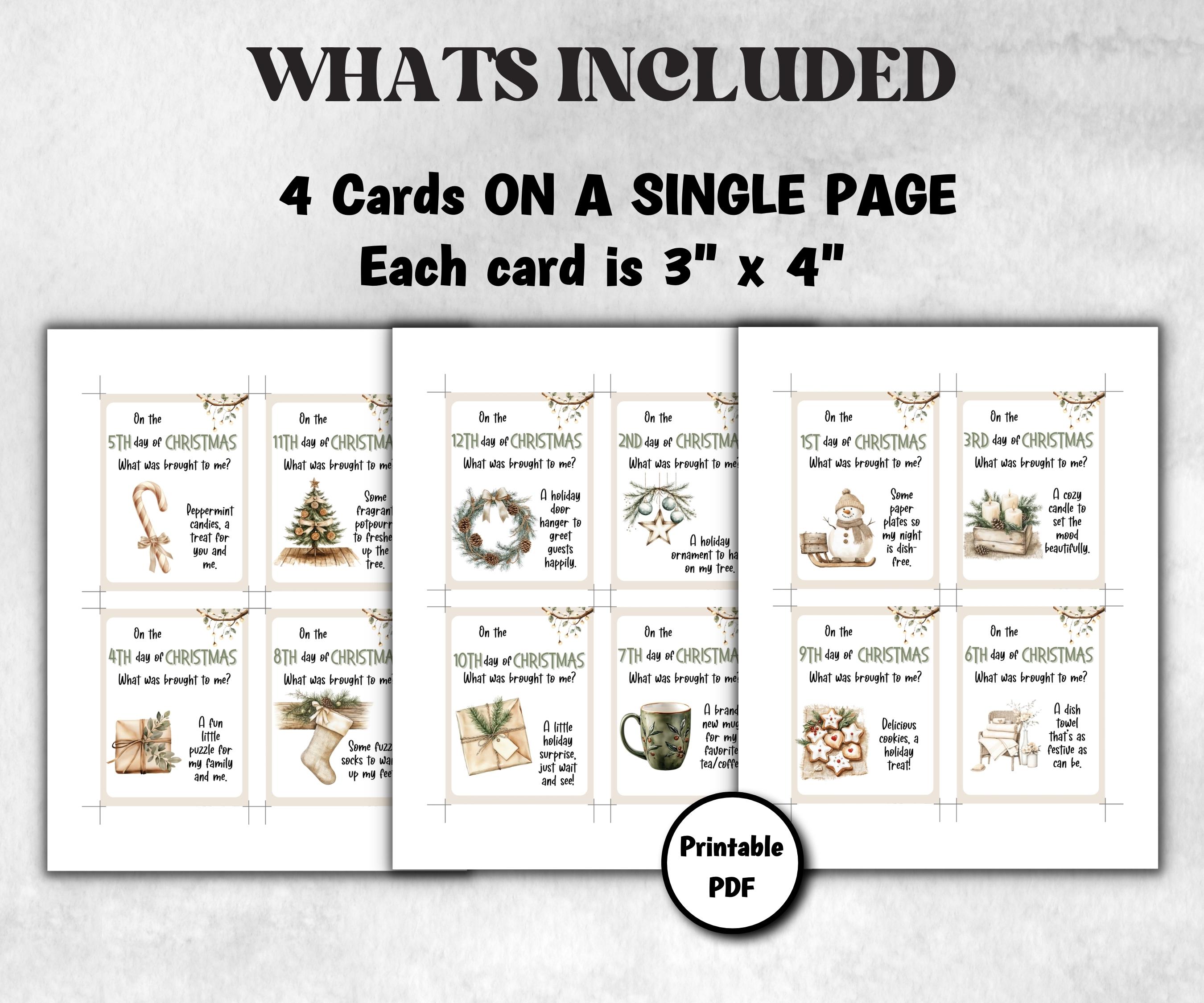 12 Days of Christmas Gift Tags, Printable Holiday Tags for Teachers ...