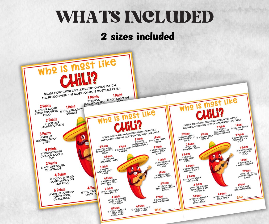 Who is Most Like a Chili, Chili Cook-off, Chili Potluck, Chili ...