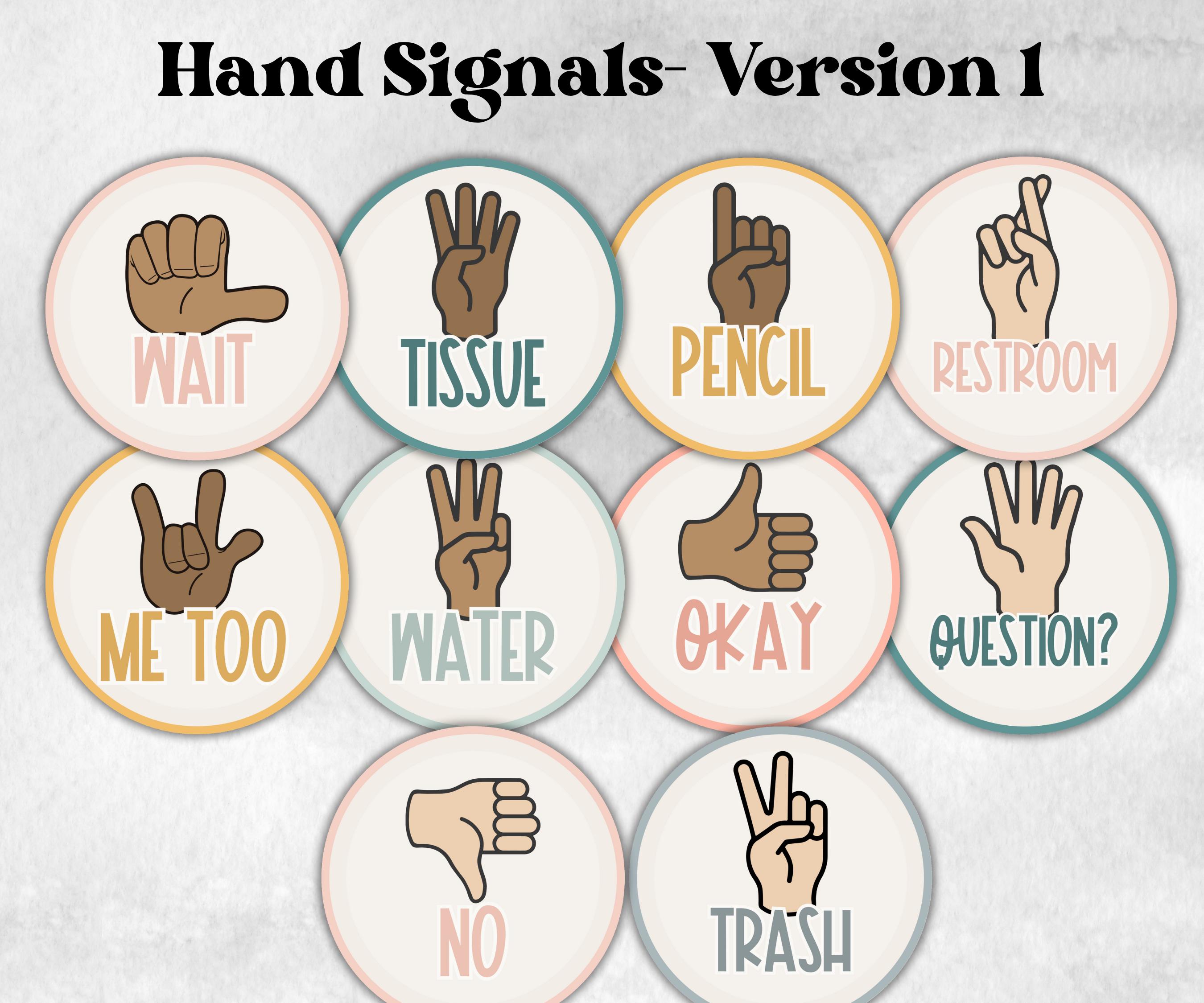 Hand Signals Posters, Hand Signals Display, Classroom Decor Posters ...