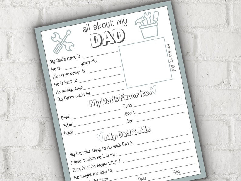 All About My Dad Fill in the Blank I Father's Day Gift I - Etsy