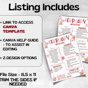 February Valentines Classroom Newsletter, Daycare Newsletter ...