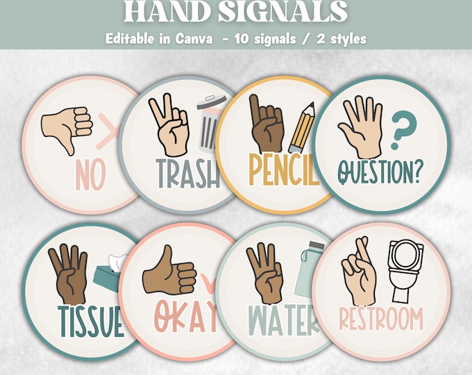 EDITABLE Hand Signals Display | Bulletin Board Posters | Elementary ...