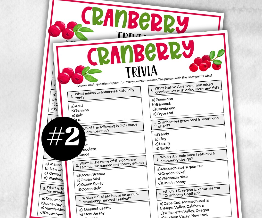 Cranberry Trivia, Thanksgiving Game, Fall Trivia,autumn Activities ...