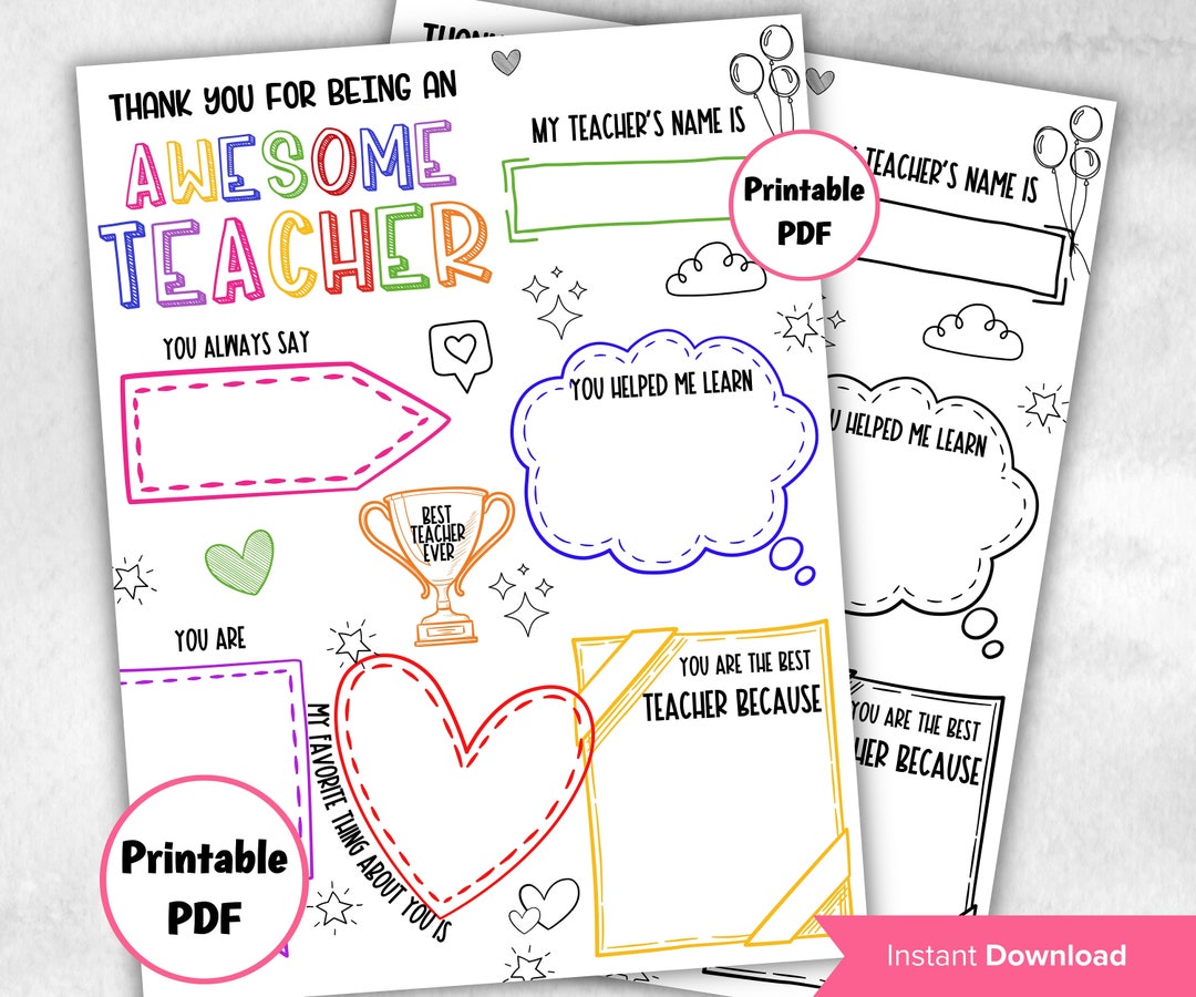 Teacher Appreciation Letter | End of Year Gift I Printable Teacher ...