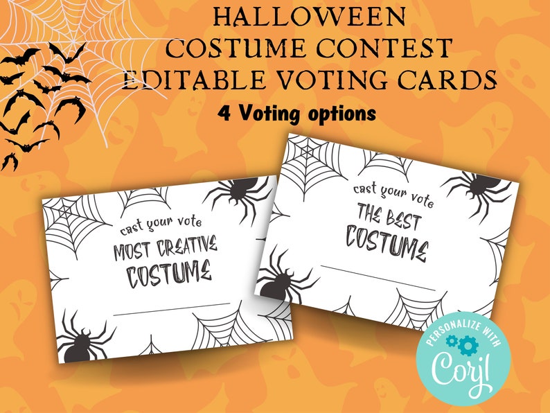Costume Contest Voting Card | Editable Printable Voting Cards | Be A ...
