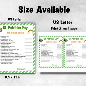 St. Patrick's Day All Things Green Game, Office Fun, Non-drinking ...