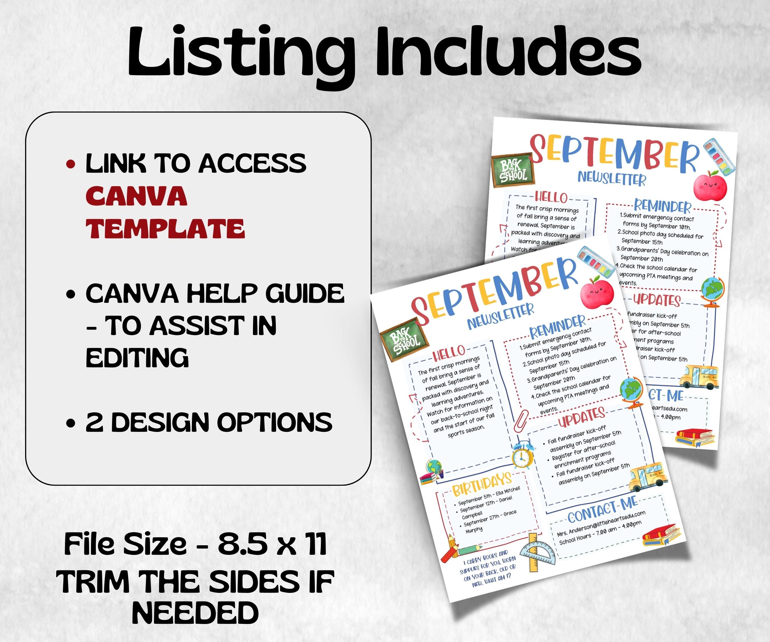 Back to School September Classroom Newsletter, Daycare Newsletter Canva ...