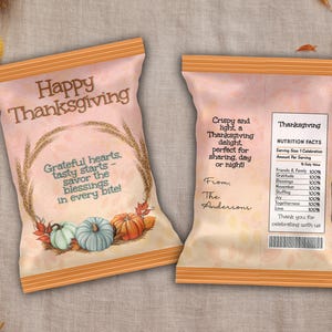 Harvest Wreath Chip Bag Template, Fall Party Favors, Thanksgiving Chip ...