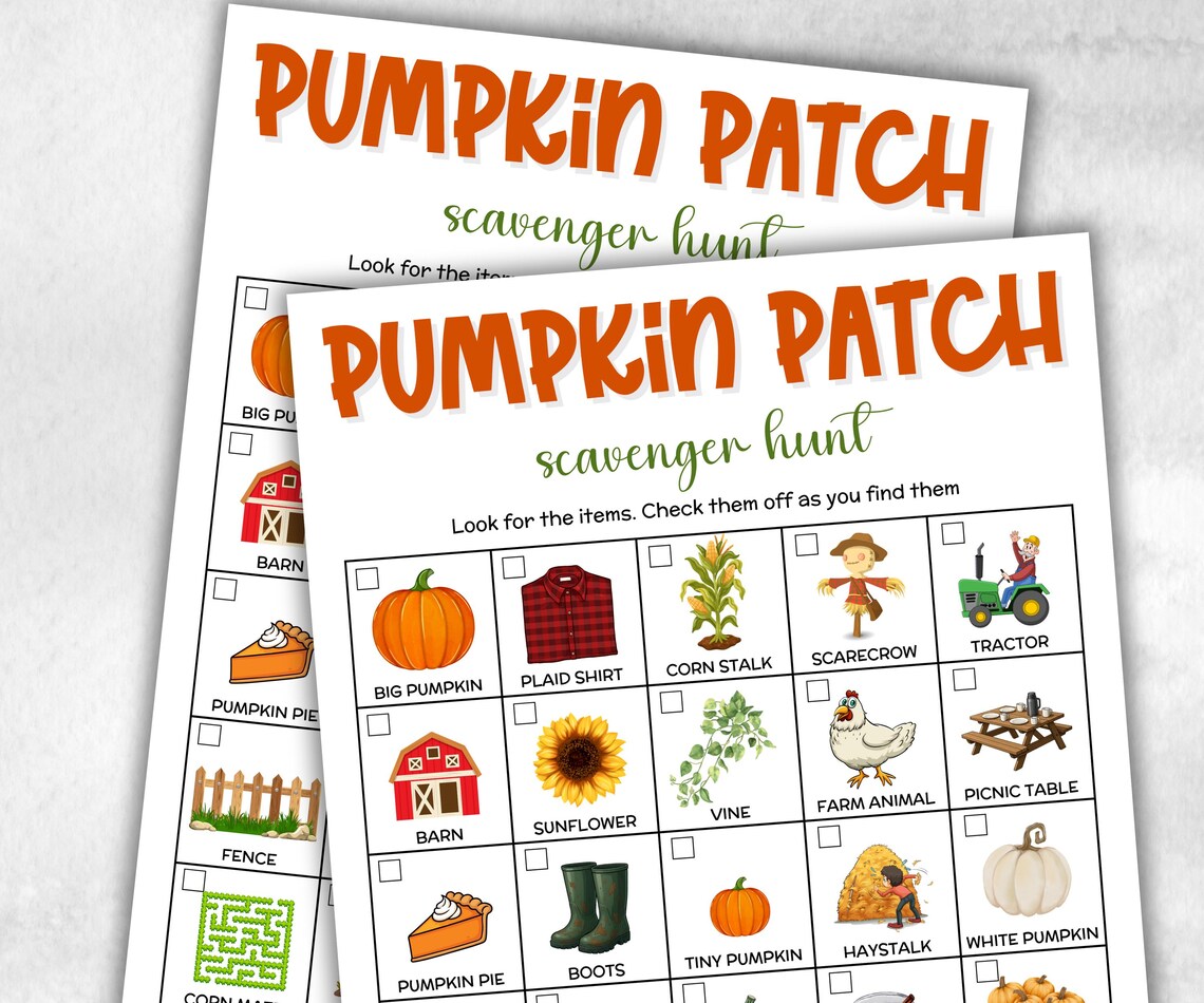 Pumpkin Patch Photo Scavenger Hunt, Outdoor Treasure, Family Activity ...