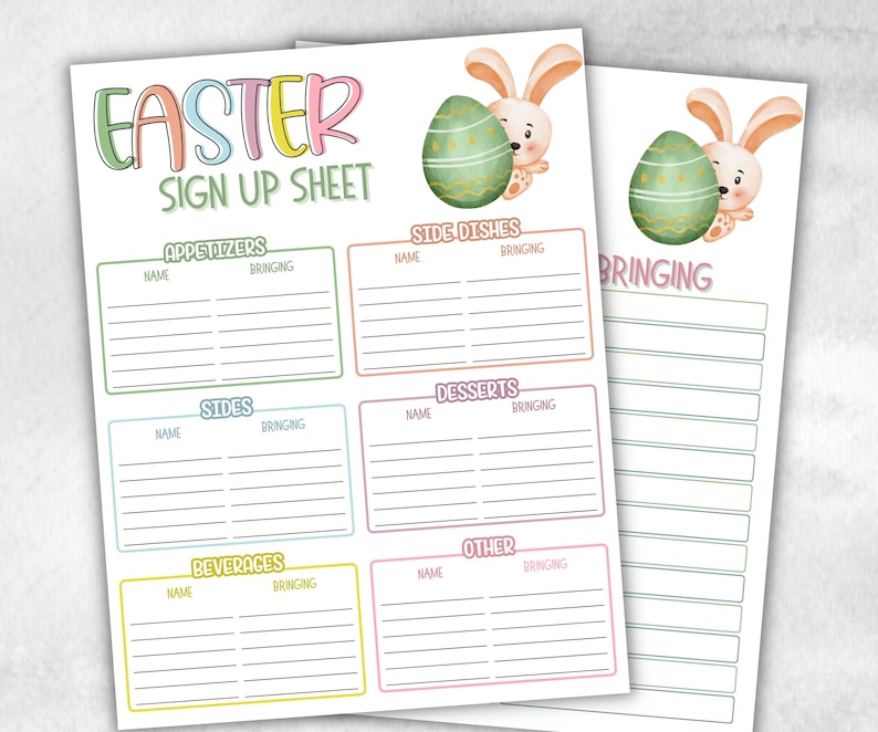 Printable Easter Signup Form, Canva Easter Potluck Sheet, Food Sign-up ...