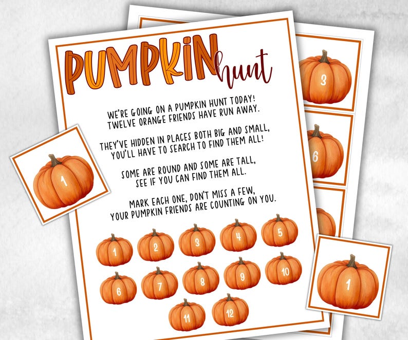 Pumpkin Scavenger Hunt Game, Fall Harvest Hunt, Thanksgiving Game ...