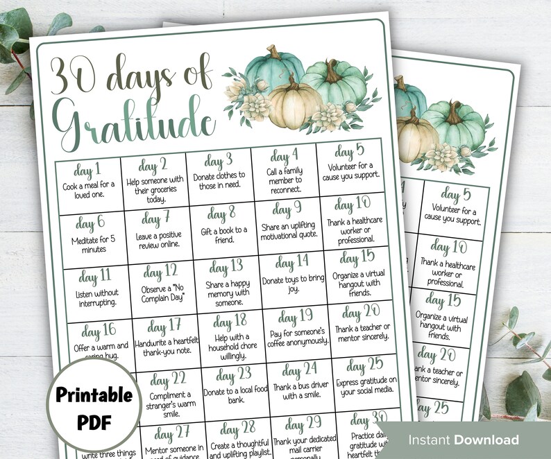 30 Days of Gratitude Game I Thanksgiving Gratitude Game I Gratitude ...