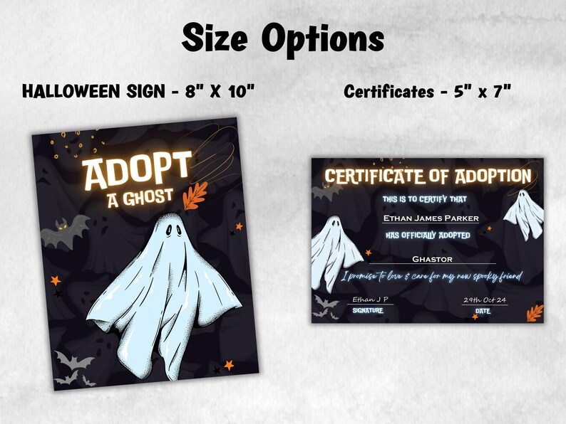 Adopt A Ghost Certificate, Ghost Adoption Party, Adopt A Ghost Sign ...