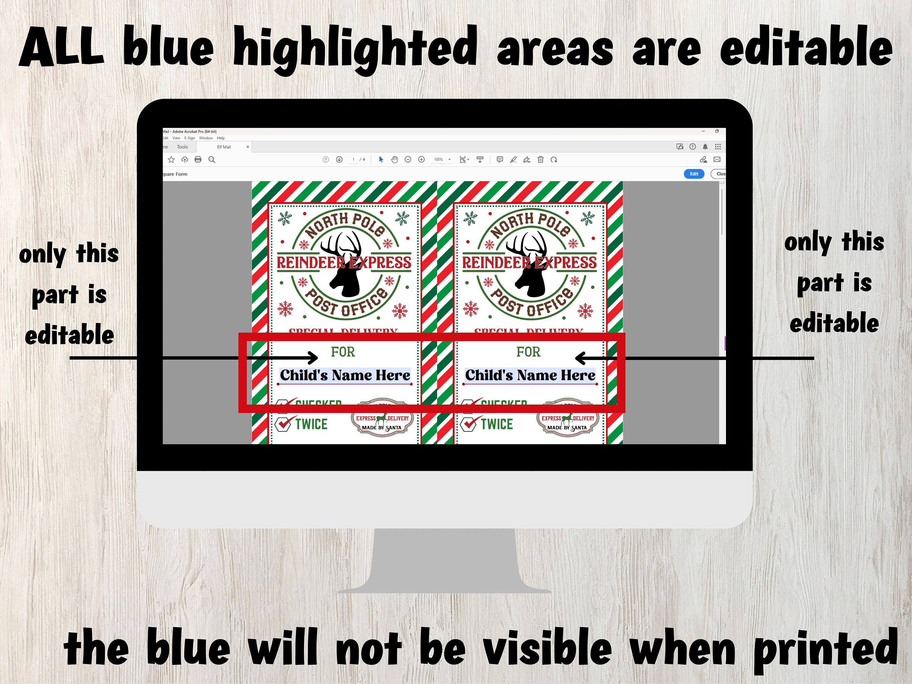 Editable Elf Shipping Label Template 5.5X8.5 Elf Mail Elf Mischief ...