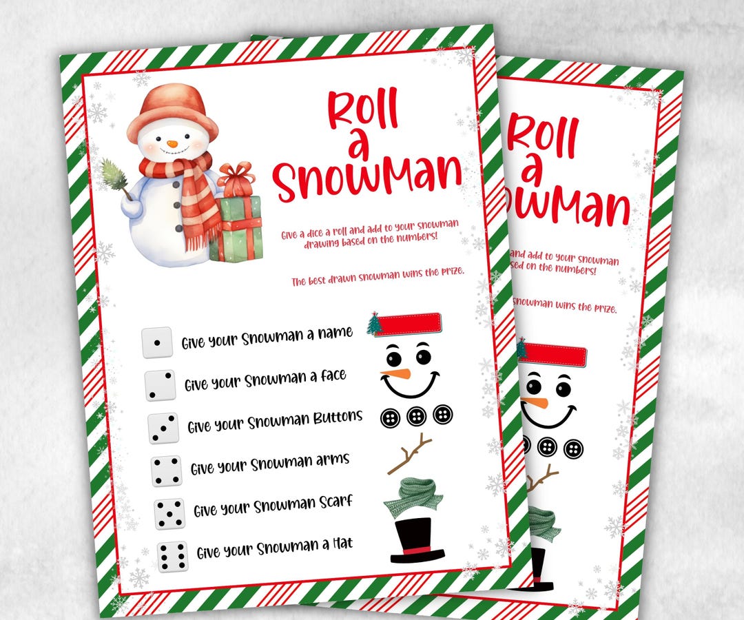 Holiday Classroom Game, Roll a Snowman Game, Printable Christmas ...