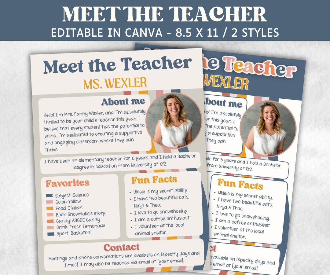 Editable Meet the Teacher Template, Teacher Introduction, Back to ...