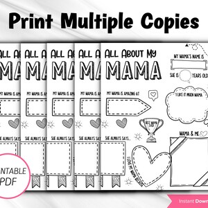 All About My Mama Gift I Mothers Day Printable Gift Mothers Day ...