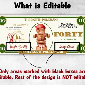 Printable Christmas Money, North Pole Dollar Bill, Stocking Stuffer ...