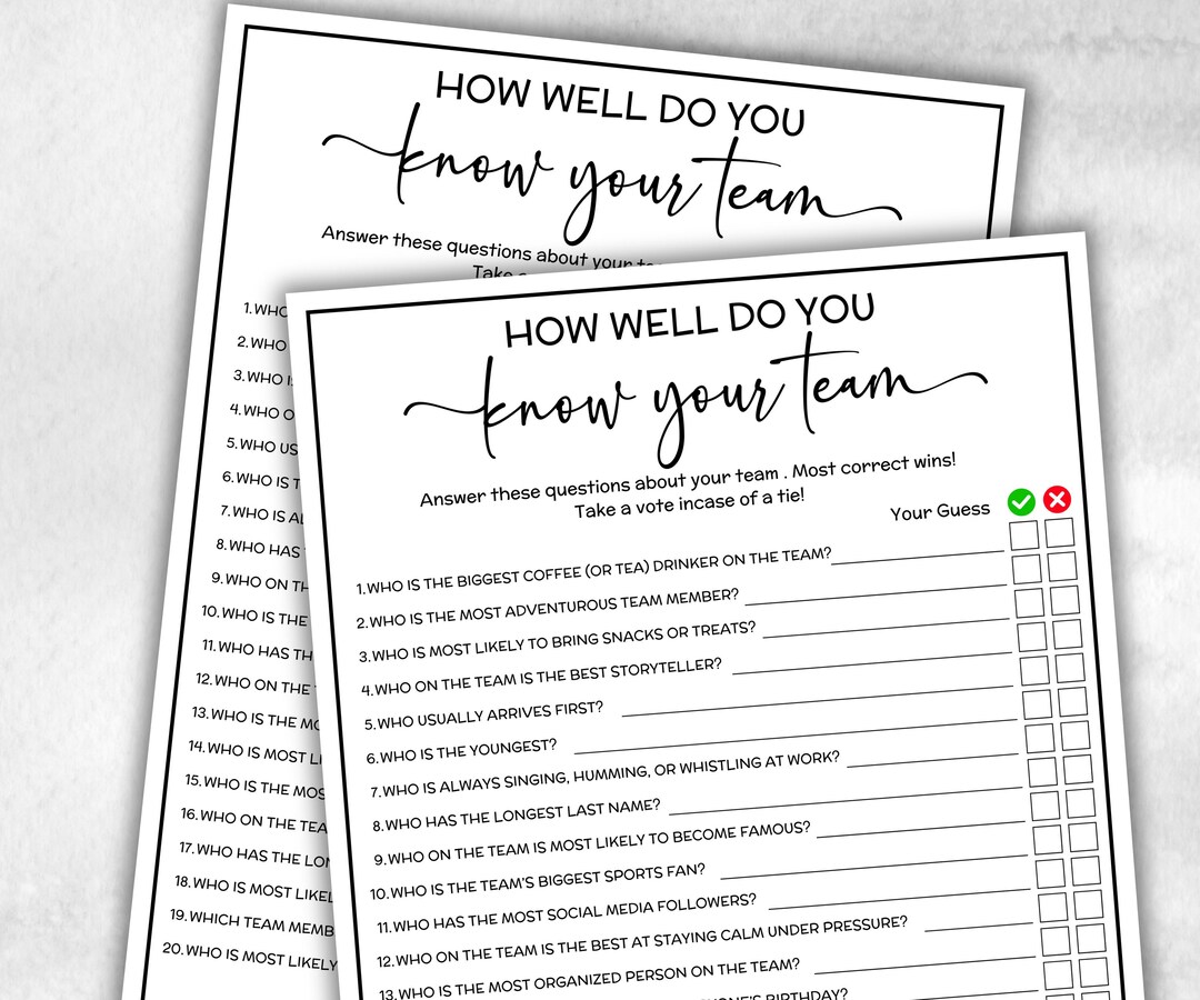 Office Team Building Games, How Well Do You Know Your Team,coworker ...