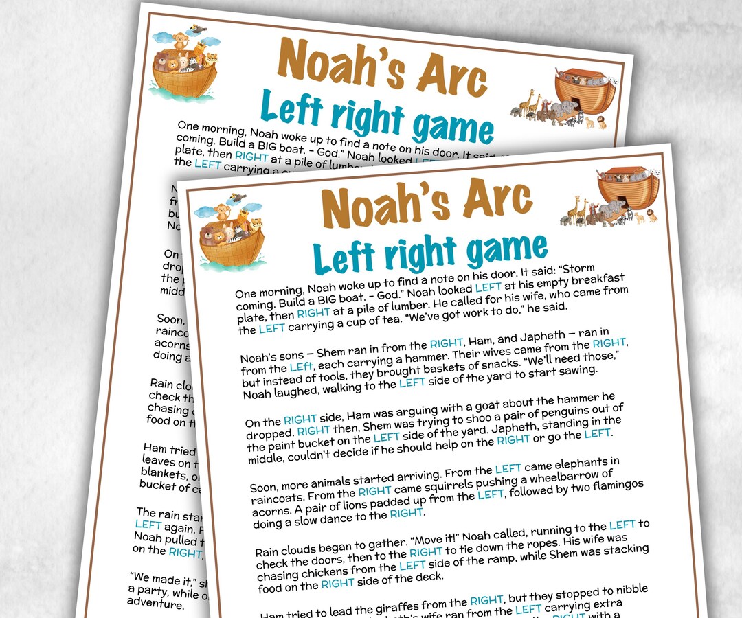 Noah's Ark Left Right Gift Game, Sunday School, Gift Exchange, Pass the ...