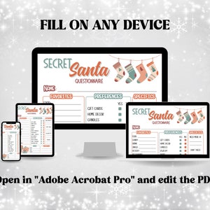 Office Gift Exchange Survey Form, Secret Santa Questionnaire for ...