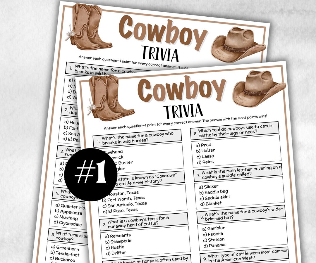 Cowboy Trivia, Lasso Theme Birthday, Seniors Trivia Night, Sunday ...