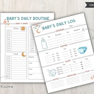 Baby's Daily Log I Infant Daily Report I Toddler Schedule I Kids Daily ...