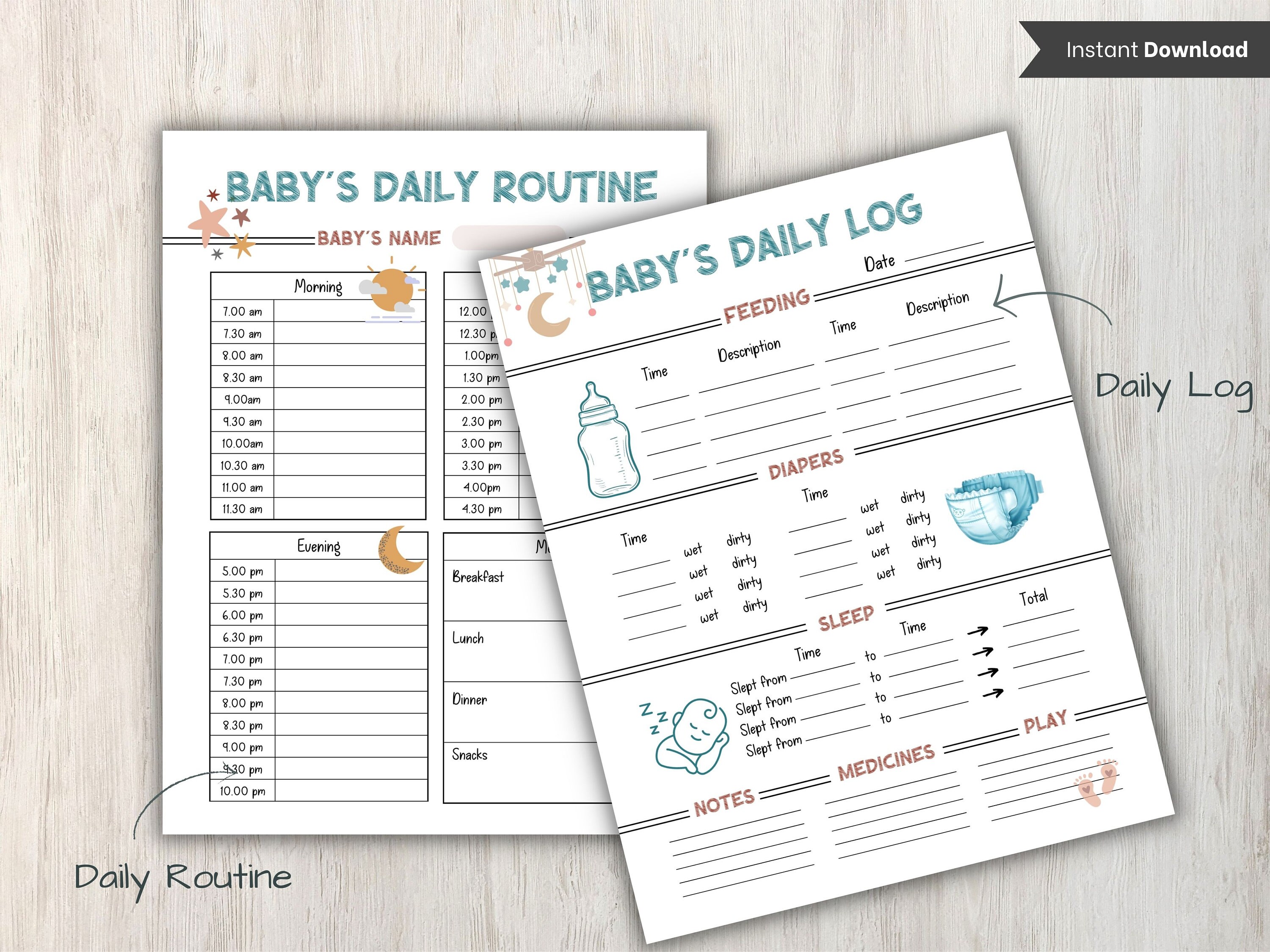 Baby's Daily Log I Infant Daily Report I Toddler Schedule - Etsy