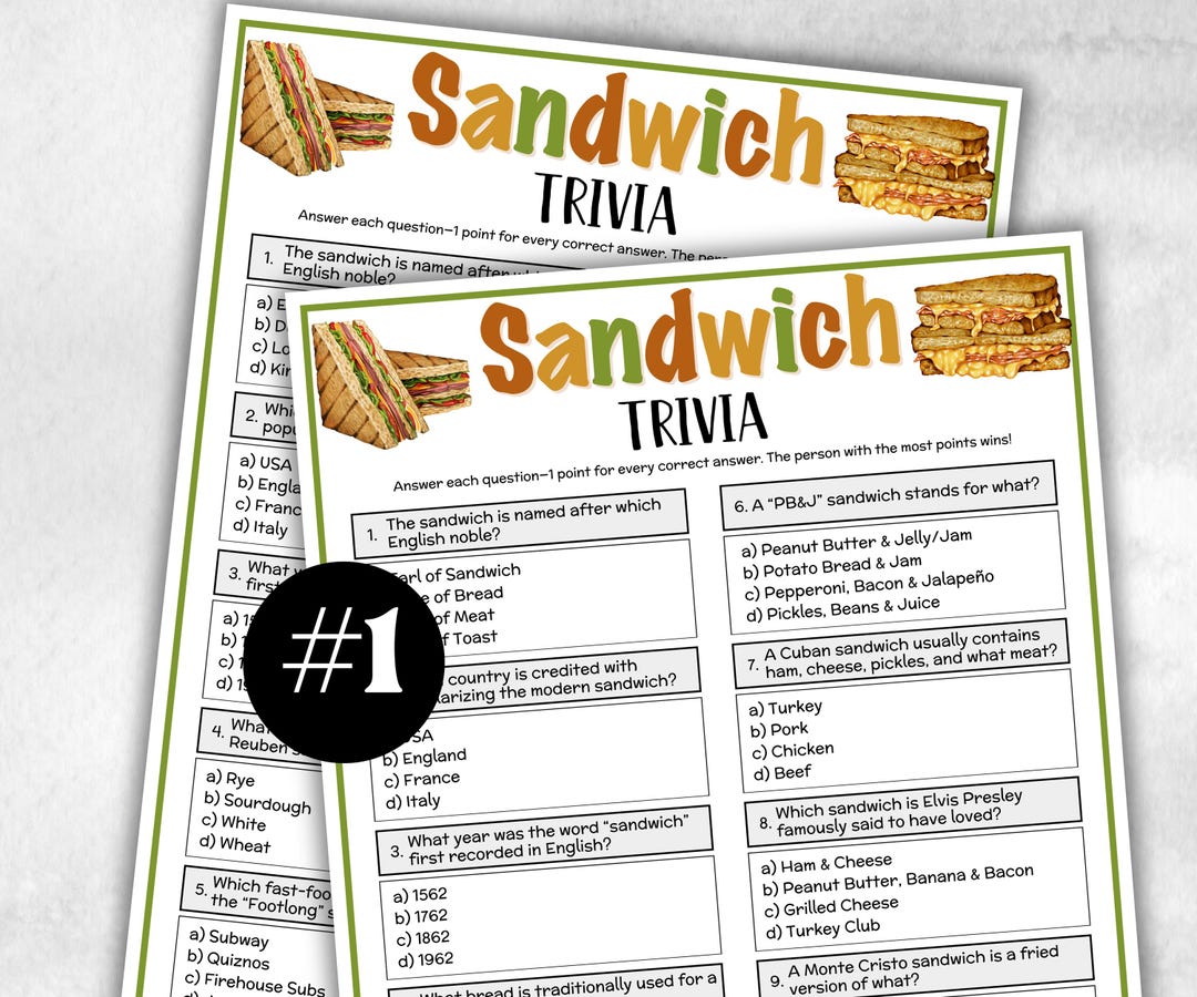 Sandwich Trivia, Breakfast Theme Birthday, Seniors Trivia Night, Sunday ...