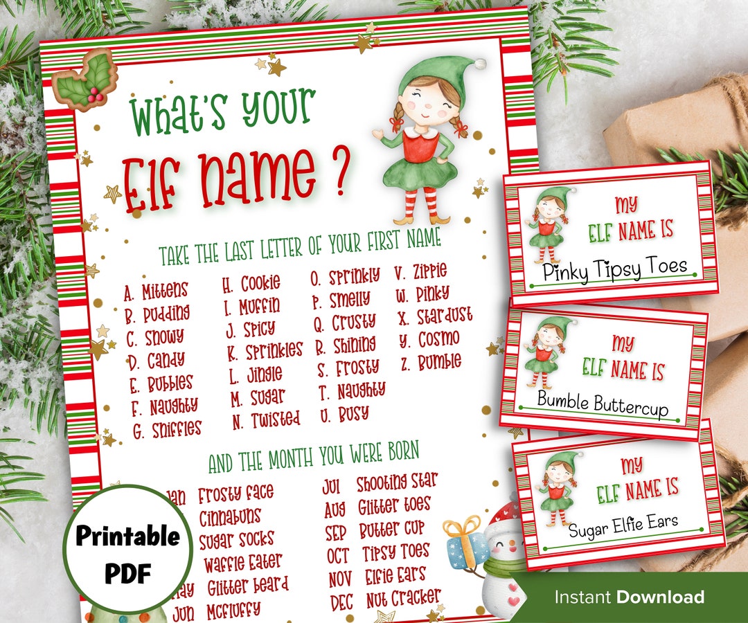 Kids Christmas, Elf Name Board Sign, Elf Name Generator, Christmas ...