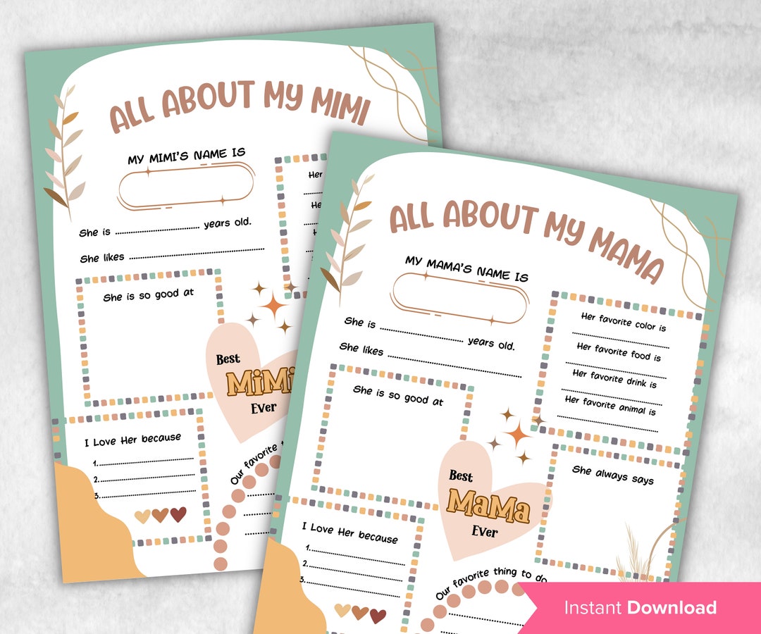 Mama Gift From Kids I Mother Day Printable | All About My Mama I All ...
