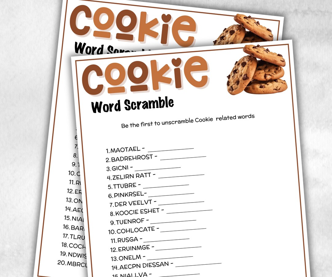 Cookie Word Scramble, Christmas Party Game, Holiday Party Games, Family ...