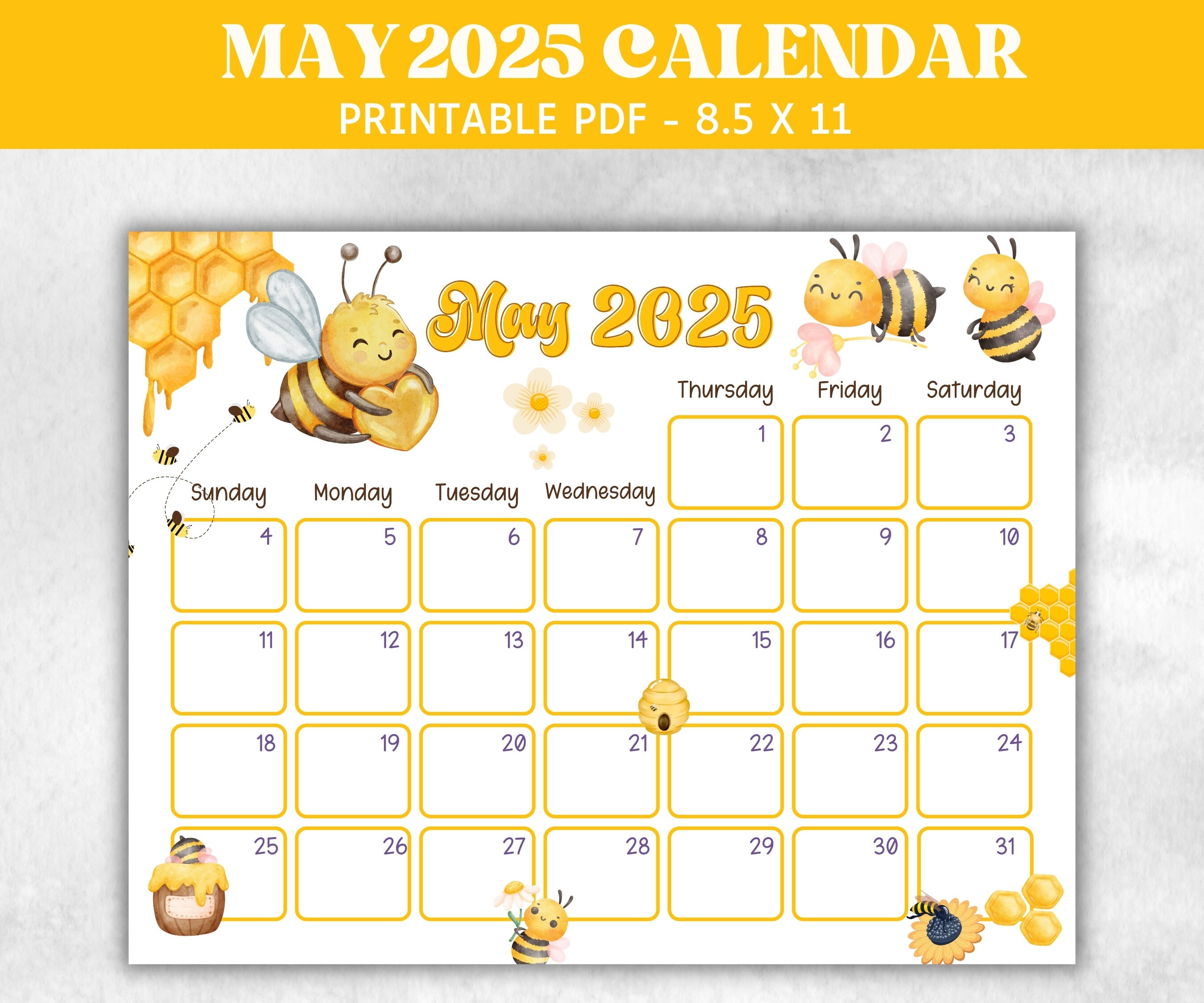 Kids May 2025 Calendar, Printable 2025 Calendar, Homeschool Preschool ...