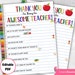 Editable All About My Teacher | Teacher Appreciation Gift | End of Year ...