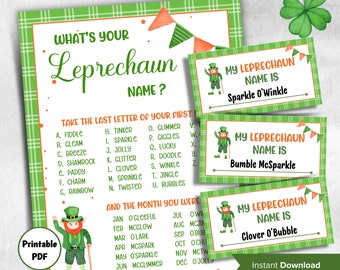 St Patricks Day Games Leprechaun Name Leprechaun Name Game Leprechaun ...