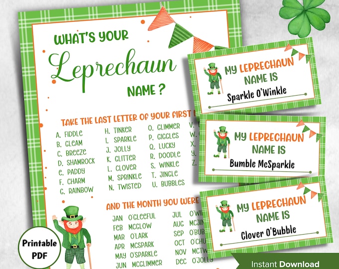 St Patricks Day Games Leprechaun Name Leprechaun Name Game Leprechaun ...