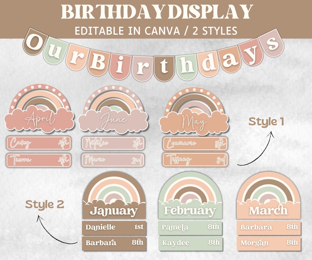 Neutral Classroom Decor, Classroom Birthday Display, Birthday Chart ...