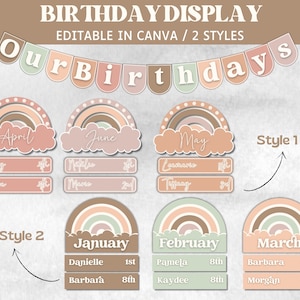 Neutral Classroom Decor, Classroom Birthday Display, Birthday Chart ...
