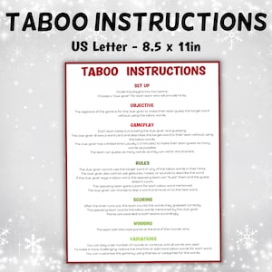 Christmas Taboo | Don't Say | Forbidden Words | Christmas Printable ...