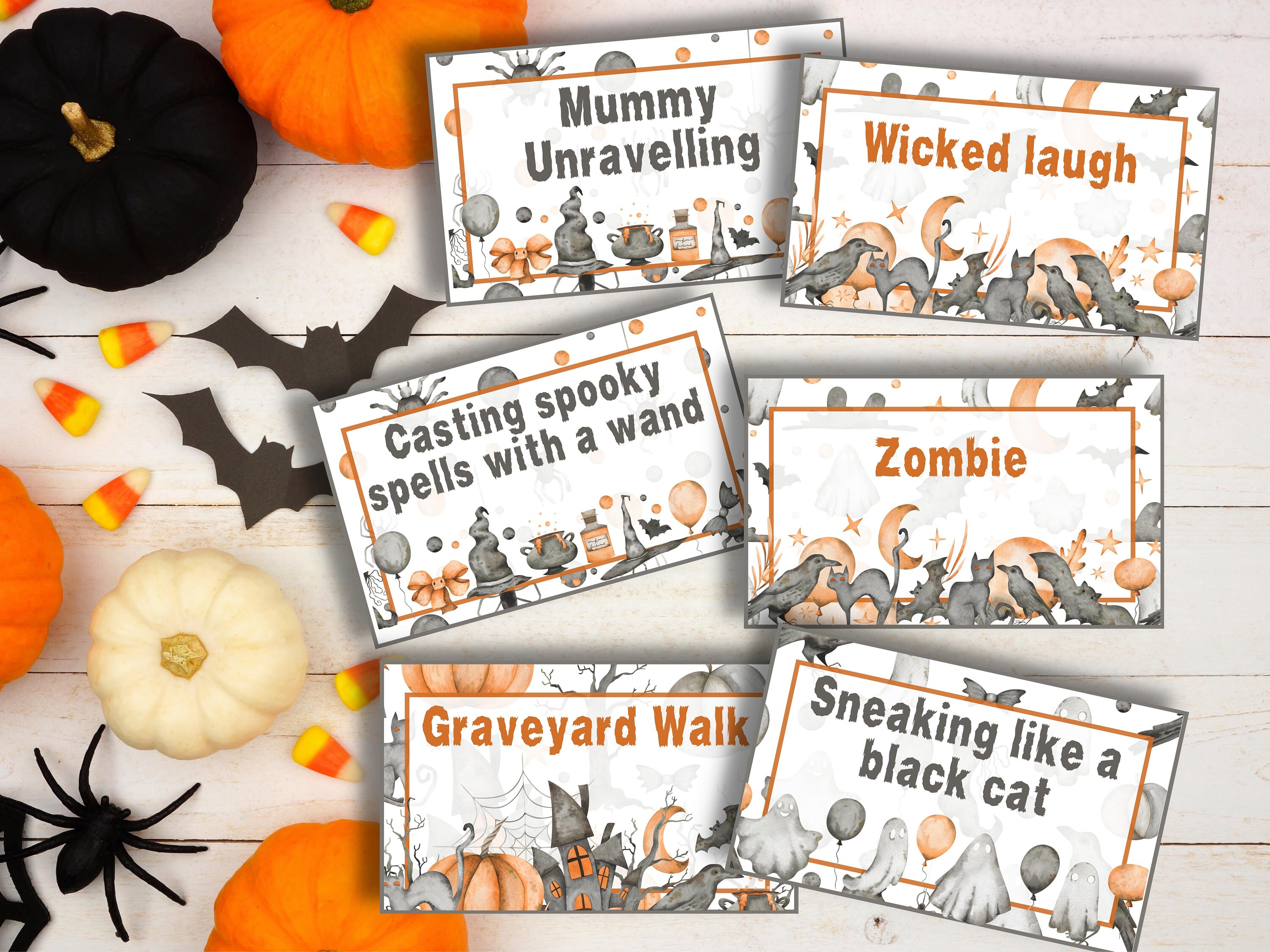 Halloween Charades Halloween Word Game Holiday Charades - Etsy