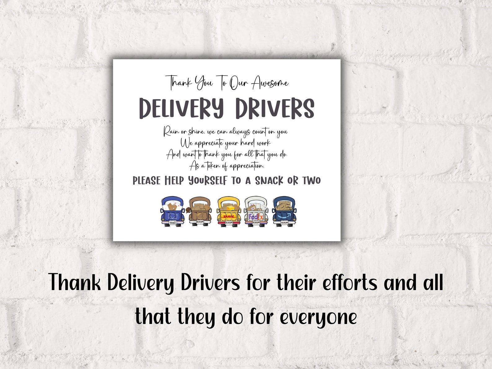 Thank You Sign for Delivery Drivers I Mailman Gift I Take a Treat Sign ...