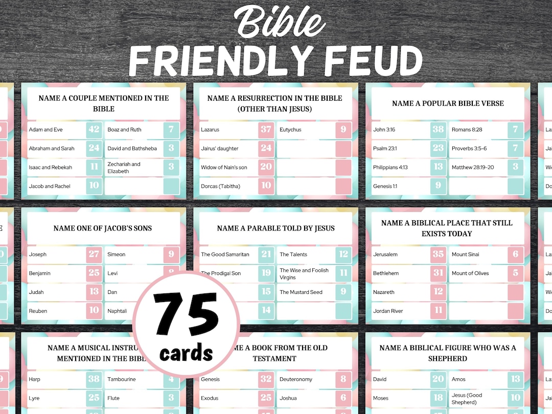 Bible Family Feud-style Game Show Cards, Christian Bible Study Game ...