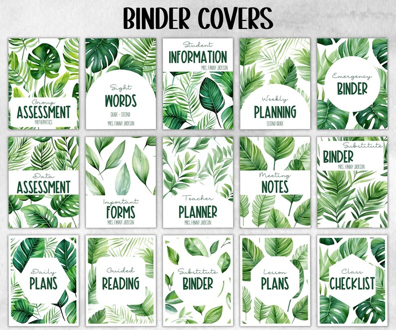 Tropical Leaves School Binder Cover I Classroom Printable I Teacher ...