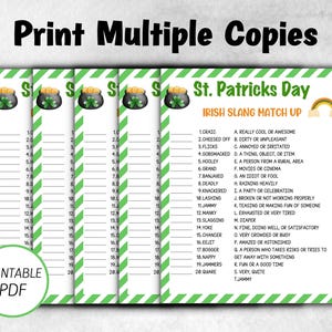 St. Patrick's Day Irish Slang Match Up, Office Fun, No Drinking ...